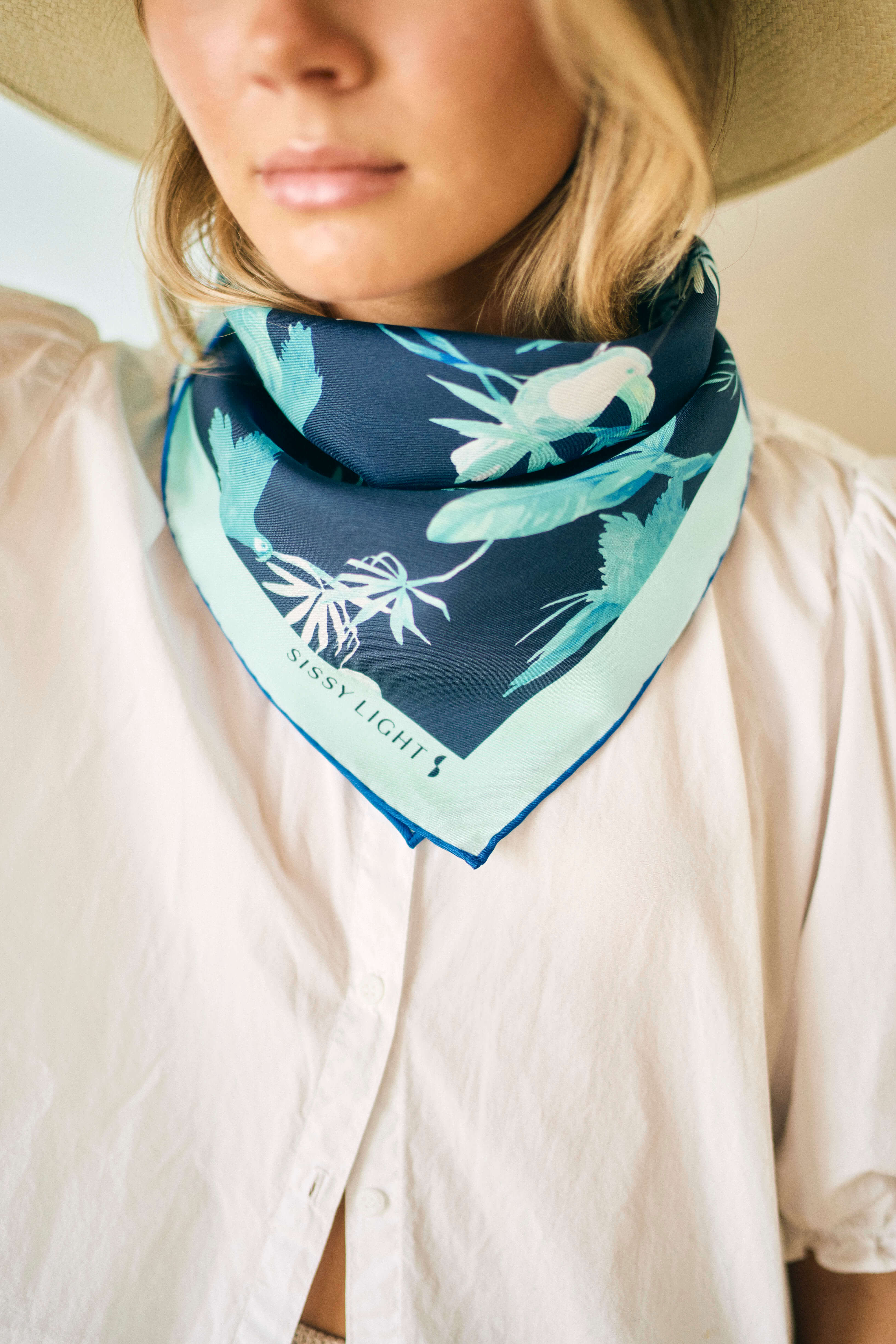Au Paradis Silk Scarf // Pool Party Blue – Sissy Light